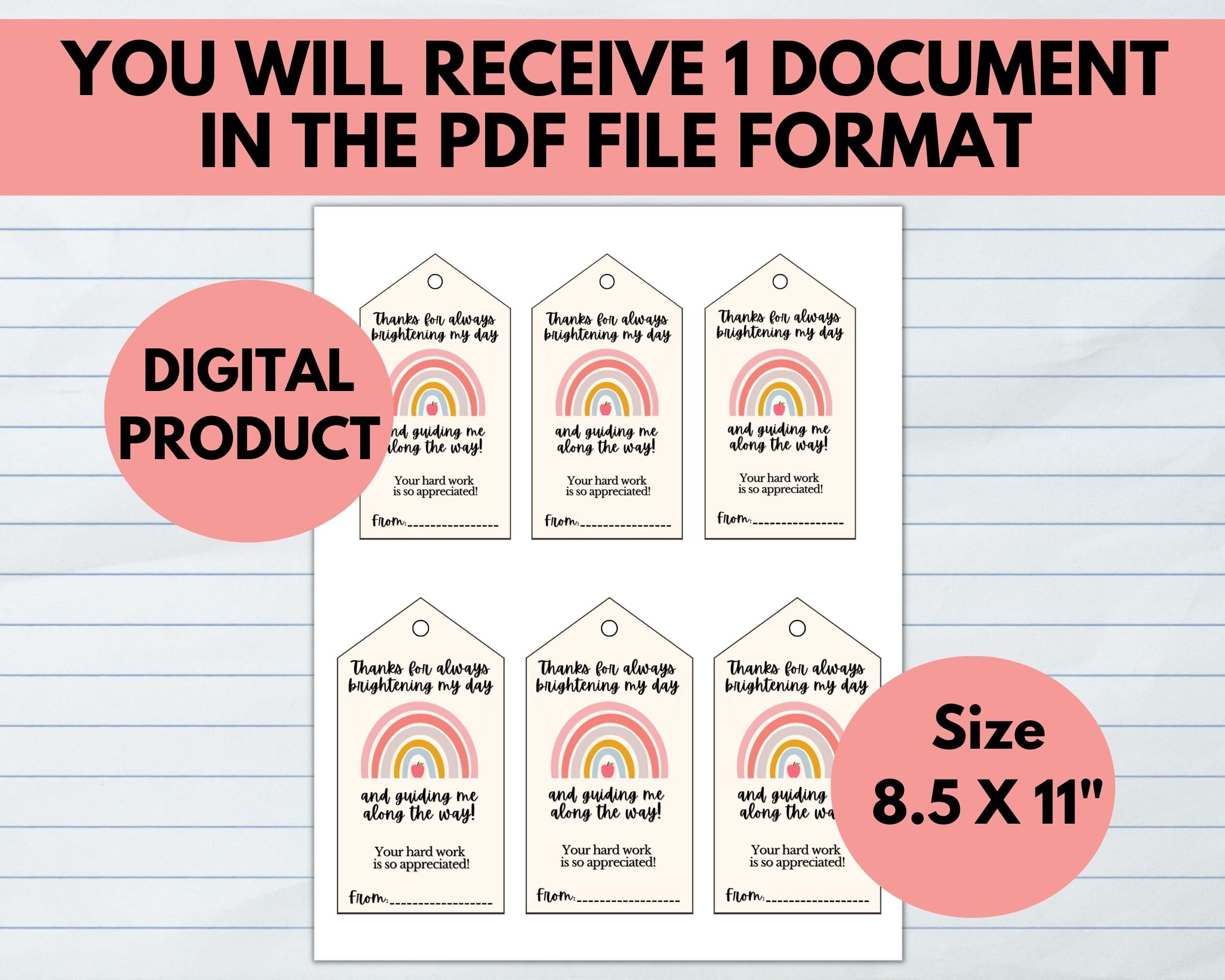 Teacher and School Staff Appreciation Gift Tags Printable Thank You ...