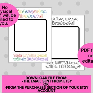 Kindergarten Graduate Handprint Sign Printable Keepsake - Etsy