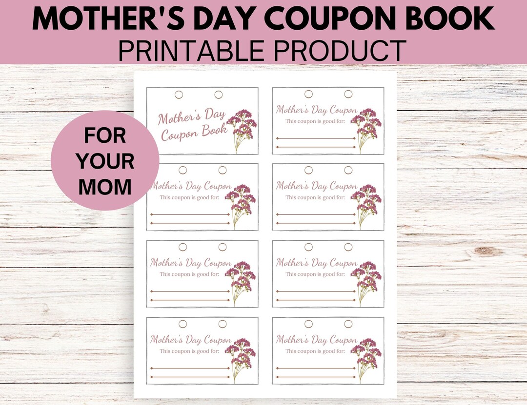 Printable Mothers Day Coupon Book Gift for Mom - Etsy