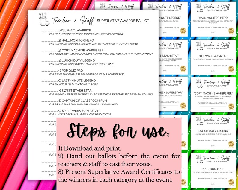 Funny Teacher Award, School Staff Awards, Teacher Superlatives ...