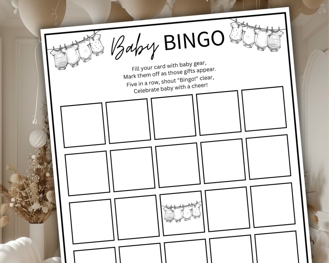Baby Shower Bingo | Bingo Baby Shower Game | Blank Baby Bingo Cards - Etsy