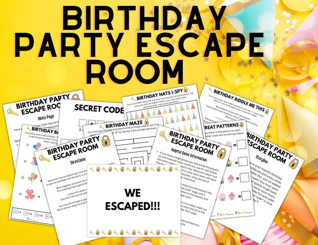 Birthday Escape Room Printable Kit Birthday Party Escape - Etsy