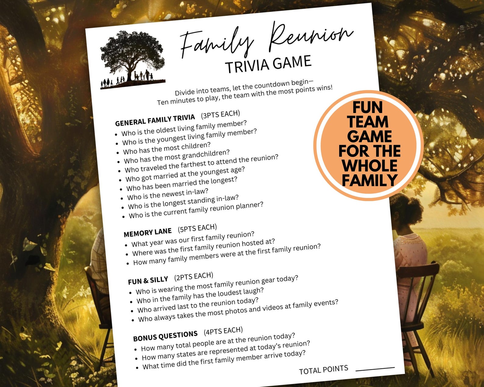 Family Reunion Trivia, Family Reunion Games, Ice Breaker Games, Family ...