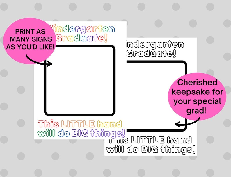 Kindergarten Graduate Handprint Sign Printable Keepsake - Etsy