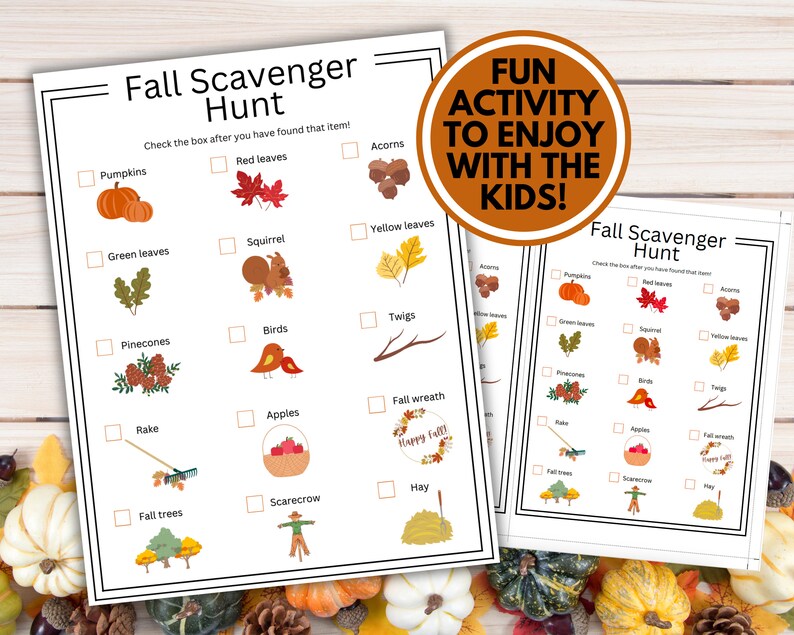 Fall Scavenger Hunt Printable for Kids | Outdoor Fall Nature Walk ...