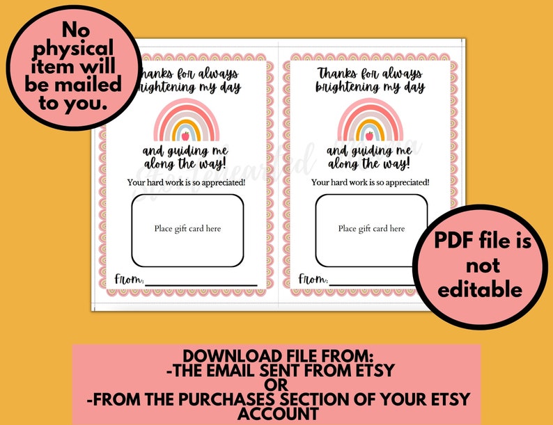 Teacher and Staff Appreciation Gift Card Holder Printable - Etsy