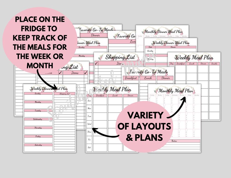 Meal Planner and Grocery List Printable Weekly Meal Prep - Etsy