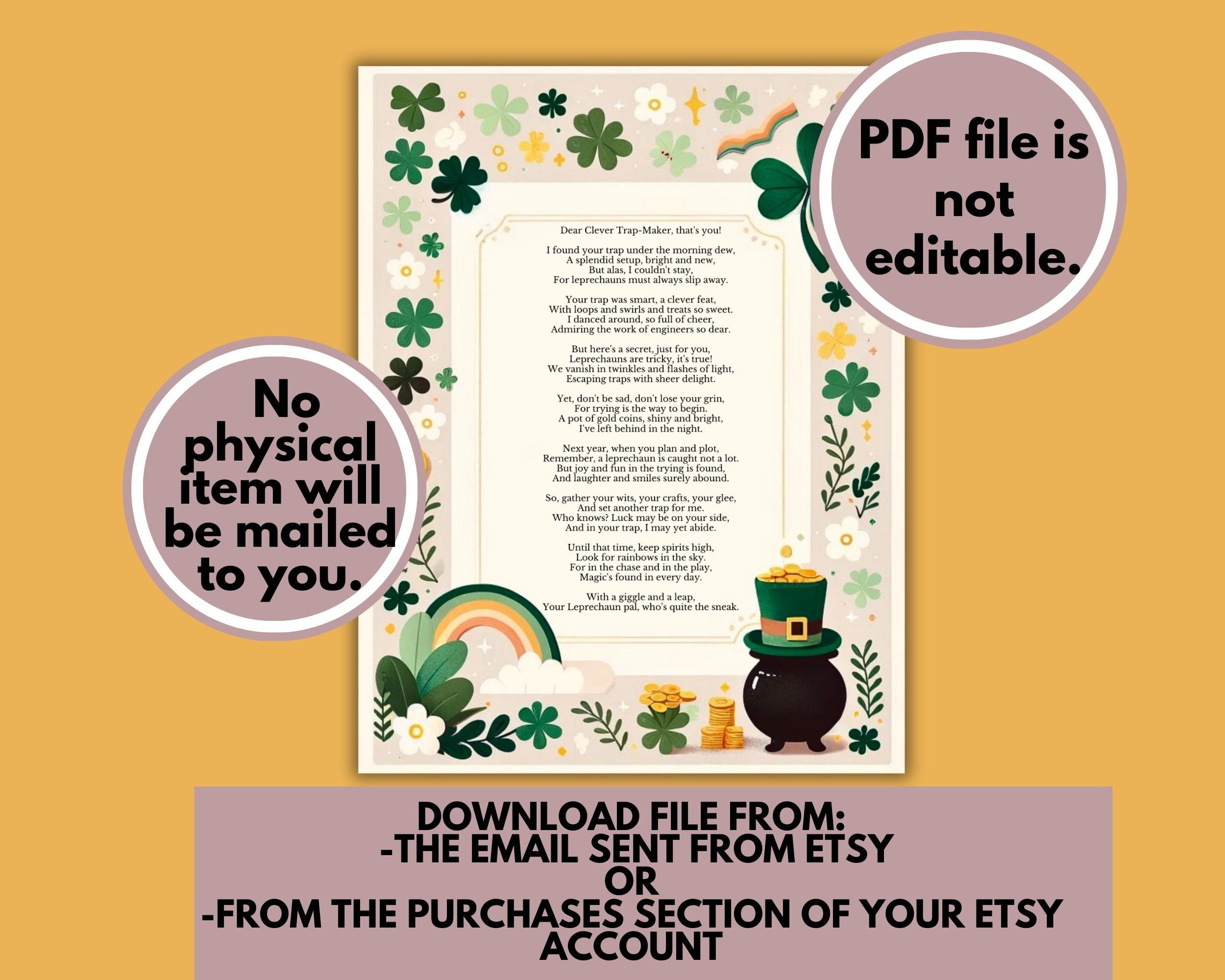 Leprechaun Letter for Kids | Leprechaun Note for Leprechaun Trap ...