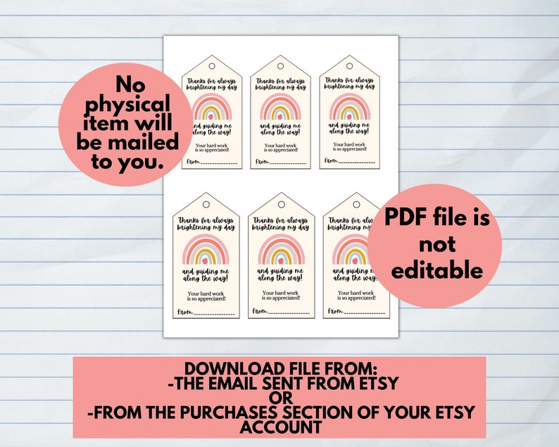 Teacher and School Staff Appreciation Gift Tags Printable Thank You ...