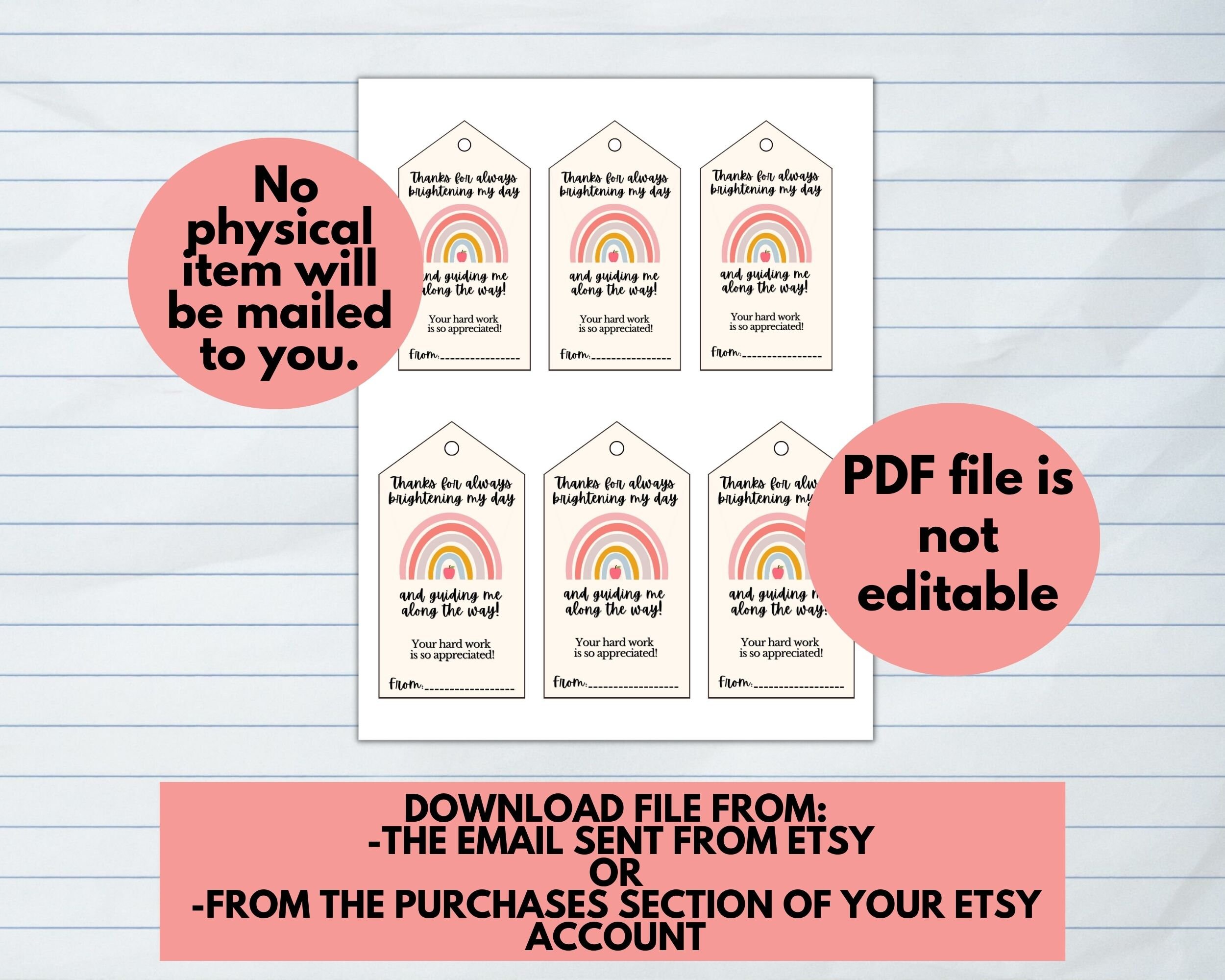 Teacher and School Staff Appreciation Gift Tags Printable Thank You ...