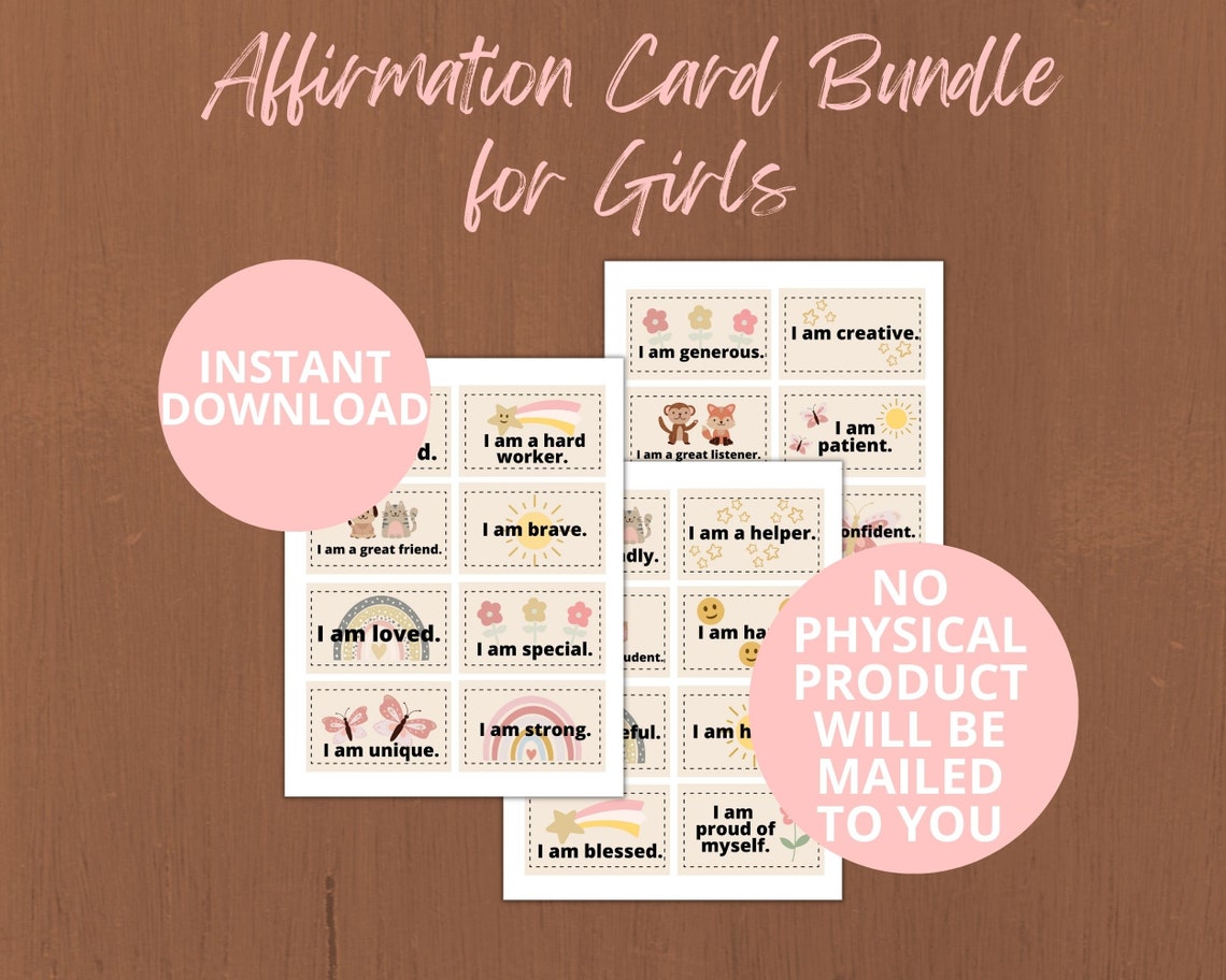 I Am Affirmations Lunch Box Notes for Girls | Woodland Affirmation ...