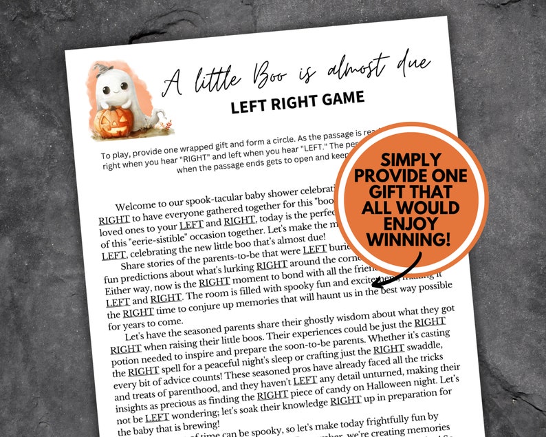 A Little Boo is Almost Due Left Right Game | Halloween Baby Shower ...