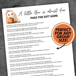A Little Boo is Almost Due Pass the Gift Game | Halloween Baby Shower ...