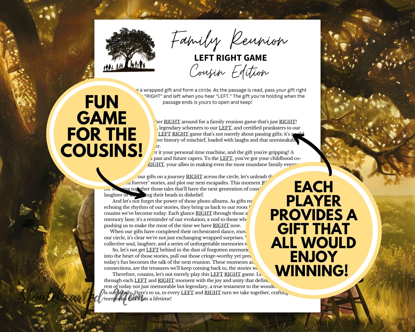 Family Reunion Left Right Game Printable | Cousin Crew Family Reunion ...