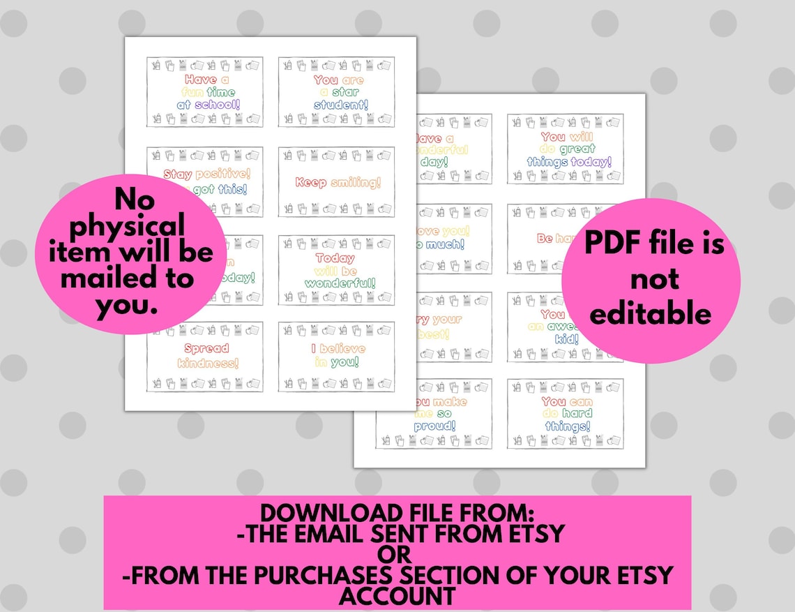 Lunch Box Notes for Kids Printable Positive Affirmation - Etsy