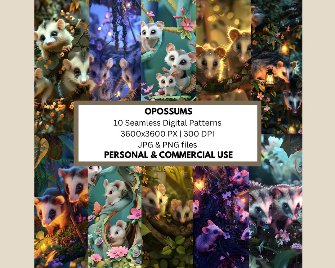 Opossum Pattern Seamless | Possum Seamless Paper Digital Backdrop ...
