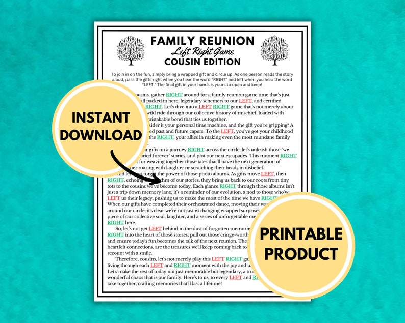 Family Reunion Left Right Game Printable Cousin Crew Family Reunion ...