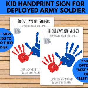 Kid Handprint Sign for Deployed Army Soldier Printable - Etsy