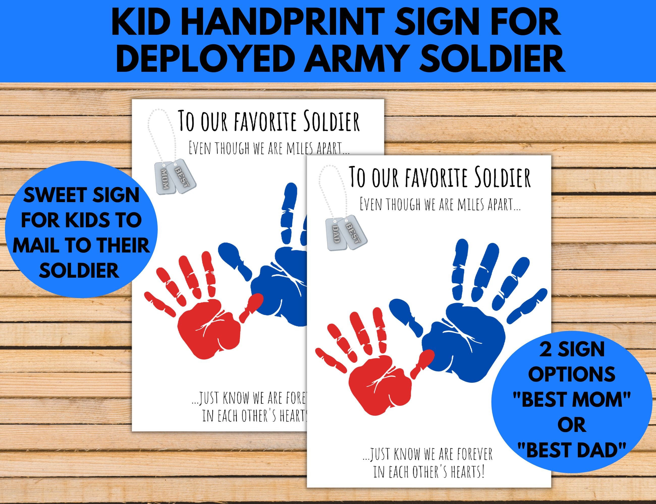 Kid Handprint Sign for Deployed Army Soldier Printable - Etsy