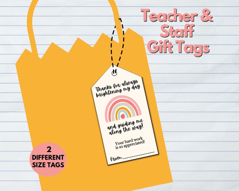 Teacher and School Staff Appreciation Gift Tags Printable Thank You ...