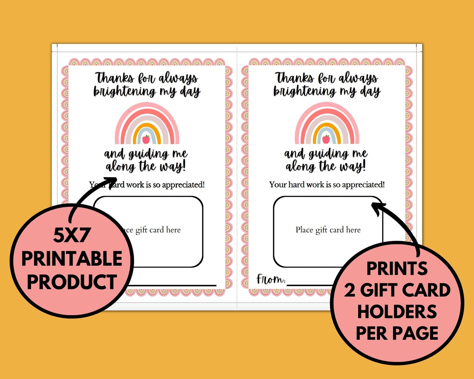 Teacher and Staff Appreciation Gift Card Holder Printable | End of Year ...