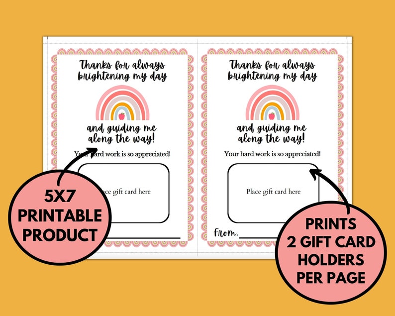 Teacher and Staff Appreciation Gift Card Holder Printable | End of Year ...