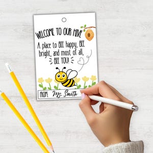 Bee Theme Back to School Tags, Meet the Teacher Tag, Meet the Teacher ...