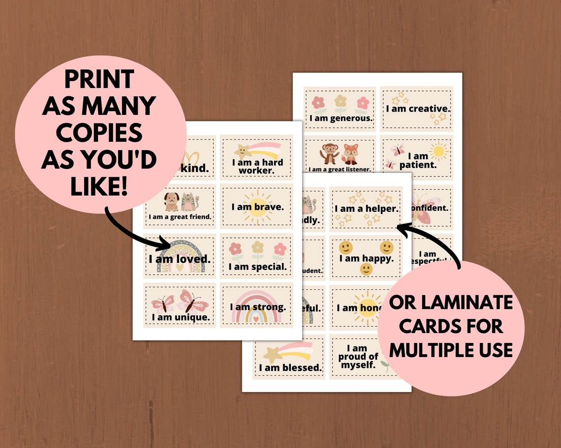 I Am Affirmations Lunch Box Notes for Girls | Woodland Affirmation ...