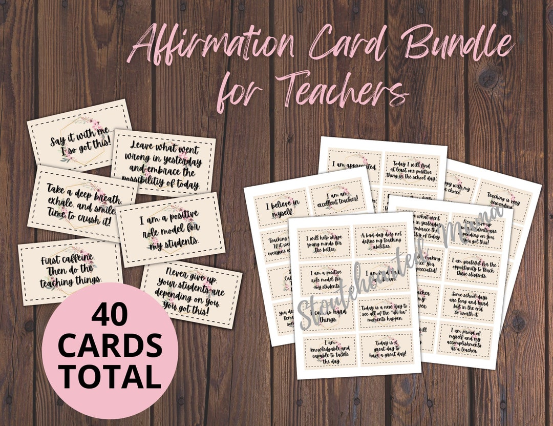 Teacher Affirmation Cards Printable Teacher Appreciation - Etsy
