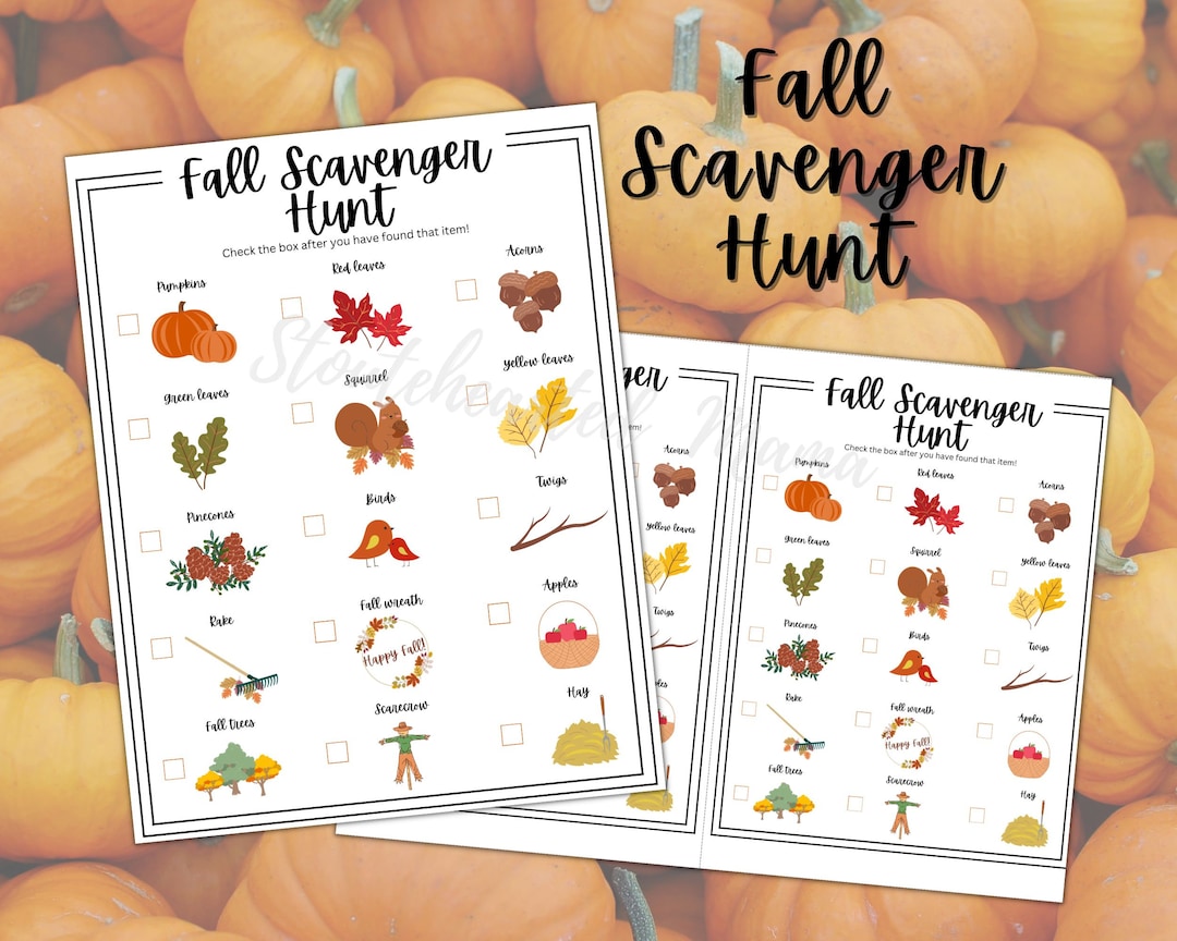 Fall Scavenger Hunt Printable for Kids Outdoor Fall Nature - Etsy