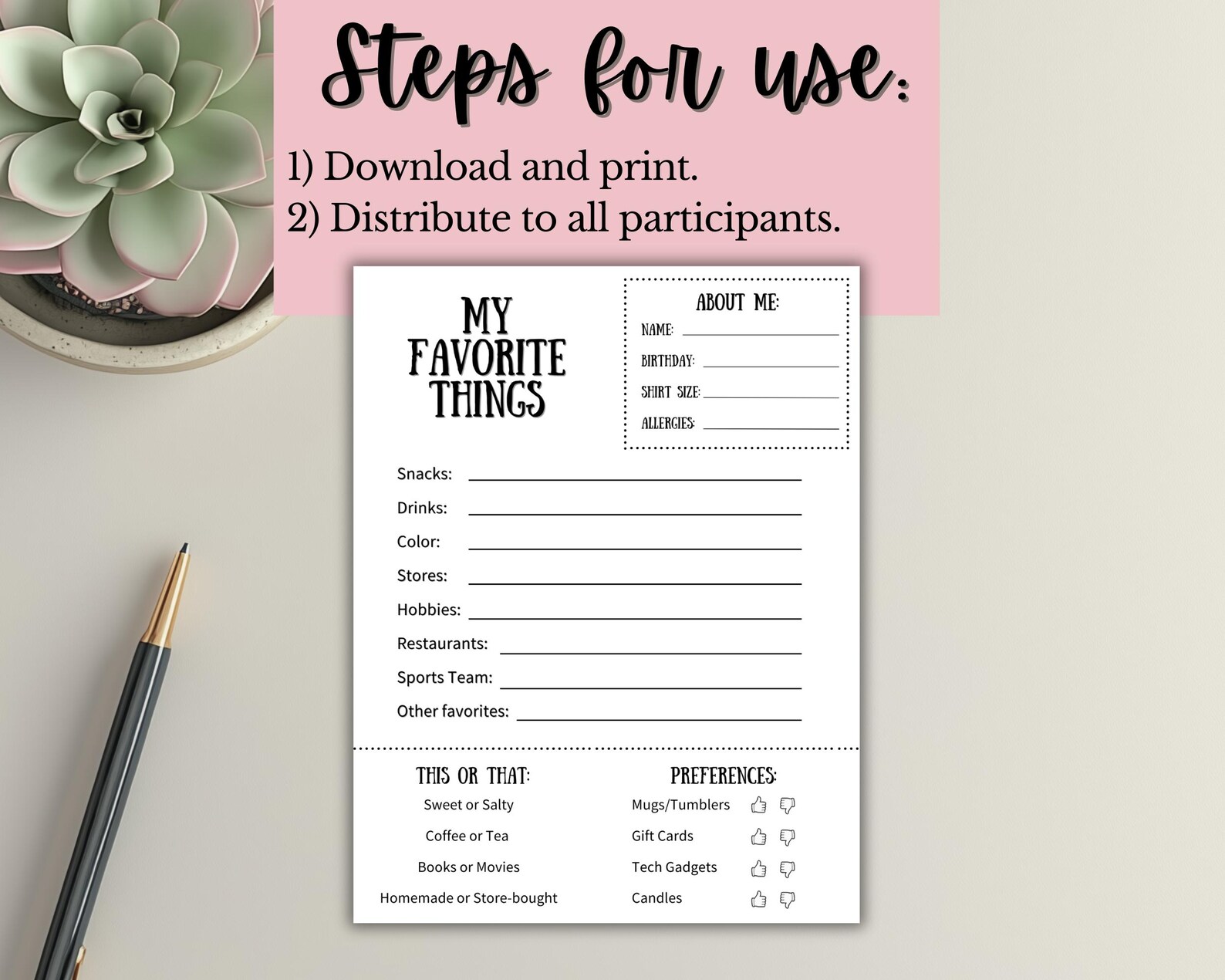 Favorite Things List, Employee Favorites List, Team Building Get to ...