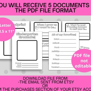 Kindergarten Graduate Book Printable Keepsake Pages - Etsy