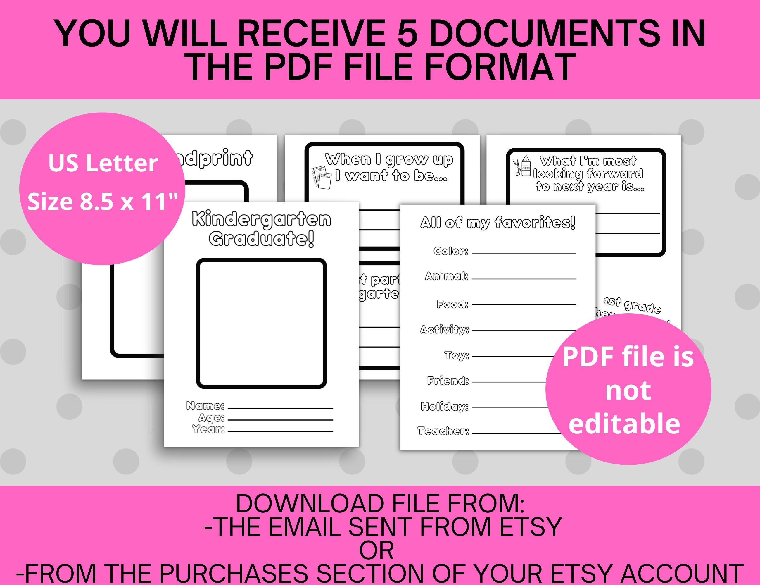 Kindergarten Graduate Book Printable Keepsake Pages - Etsy