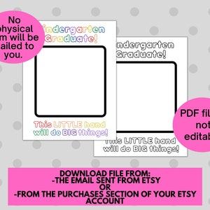 Kindergarten Graduate Handprint Sign Printable | Keepsake Printable - Etsy