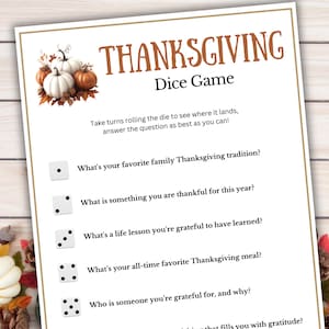 Thanksgiving Dice Game | Gratitude Game | Thanksgiving Office Get to ...