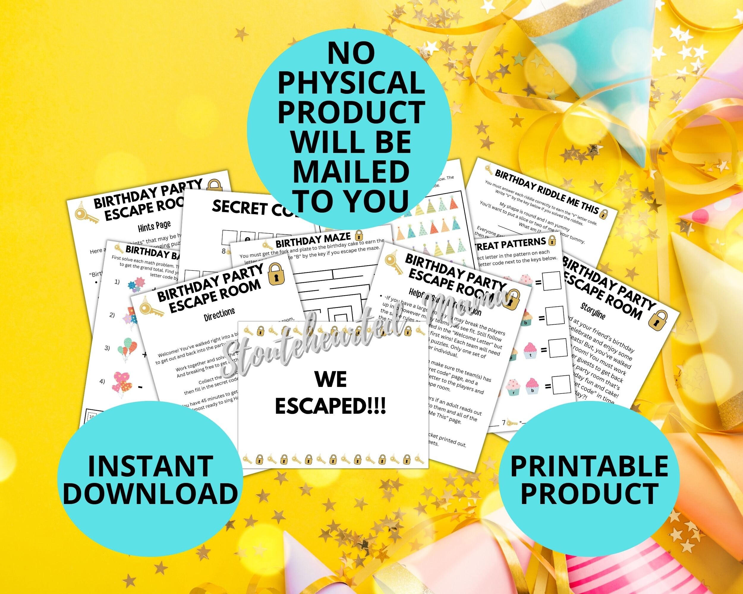 Birthday Escape Room Printable Kit Birthday Party Escape Room Game for ...