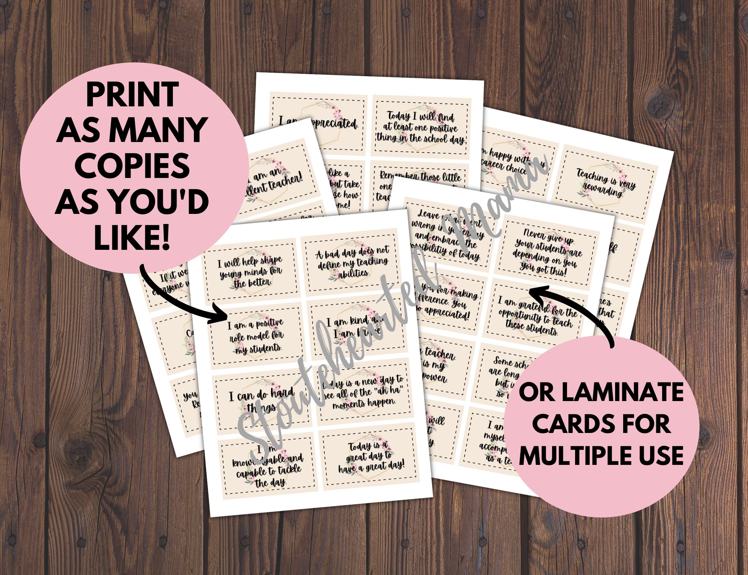 Teacher Affirmation Cards Printable Teacher Appreciation - Etsy
