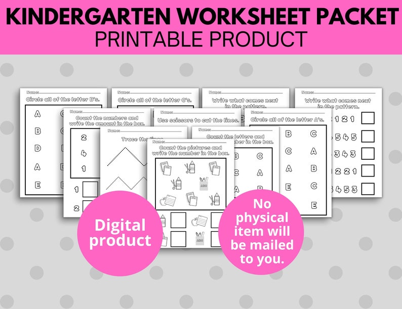 Kindergarten Worksheet Packet Printable Kindergarten - Etsy