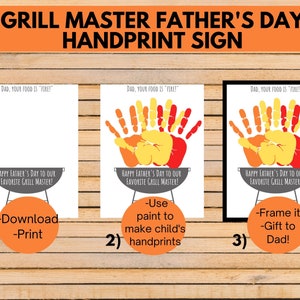 Grill Master Father's Day Handprint Sign Printable | BBQ Dad Sign ...