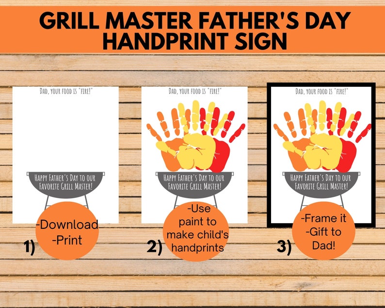 Grill Master Father's Day Handprint Sign Printable | BBQ Dad Sign ...