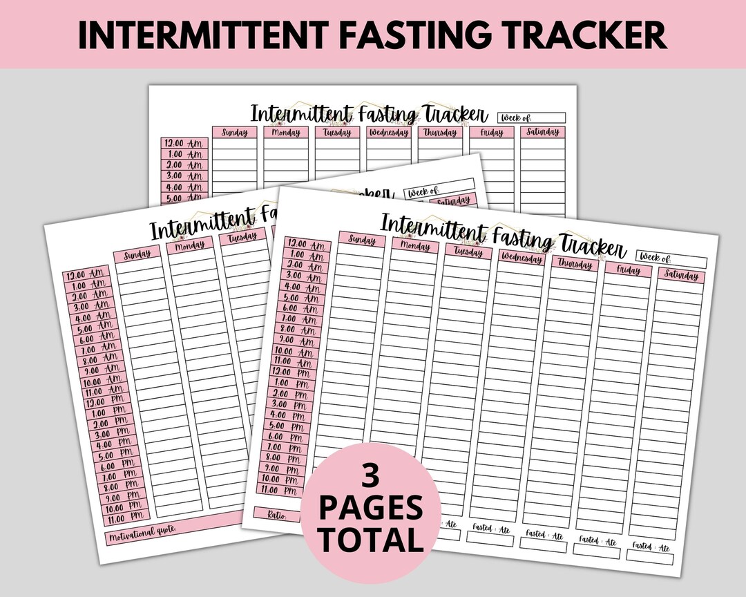 Intermittent Fasting Tracker | Printable Intermittent Fasting Planner ...