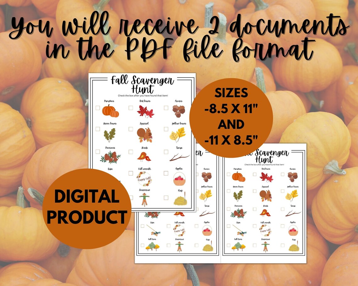 Fall Scavenger Hunt Printable for Kids Outdoor Fall Nature Walk ...