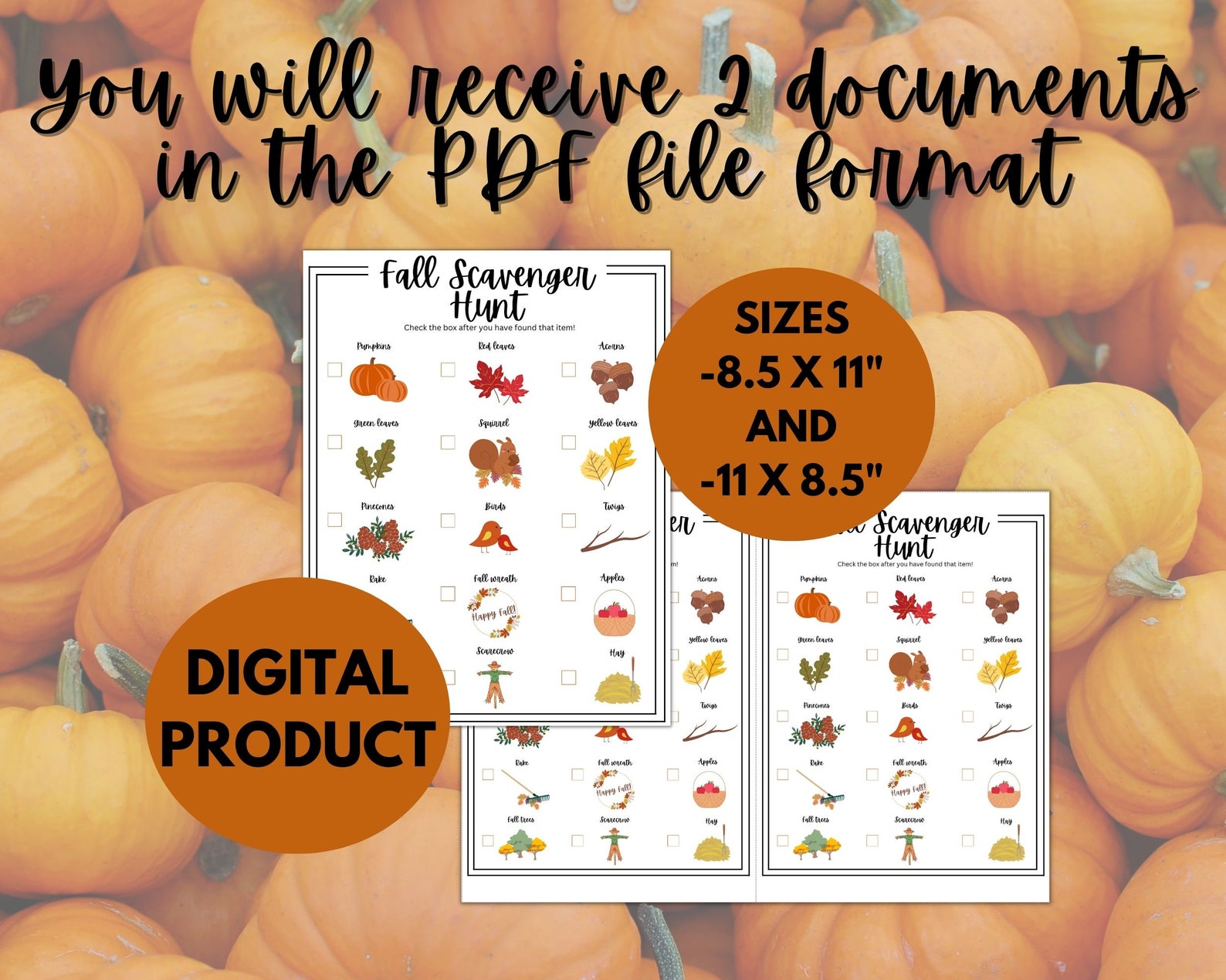 Fall Scavenger Hunt Printable for Kids Outdoor Fall Nature Walk ...