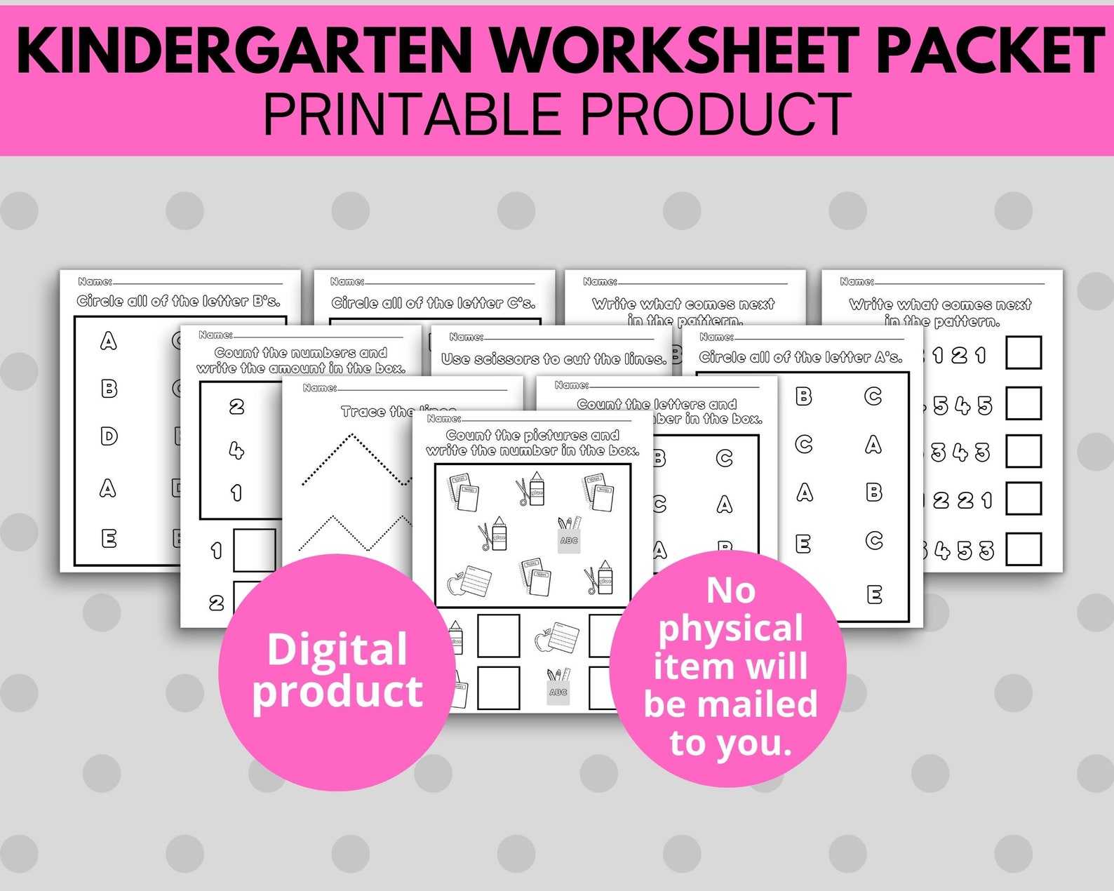 Kindergarten Worksheet Packet | Printable Kindergarten Activities ...