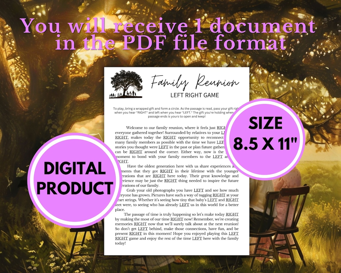 Family Reunion Left Right Game Printable | Family Reunion Pass the Gift ...