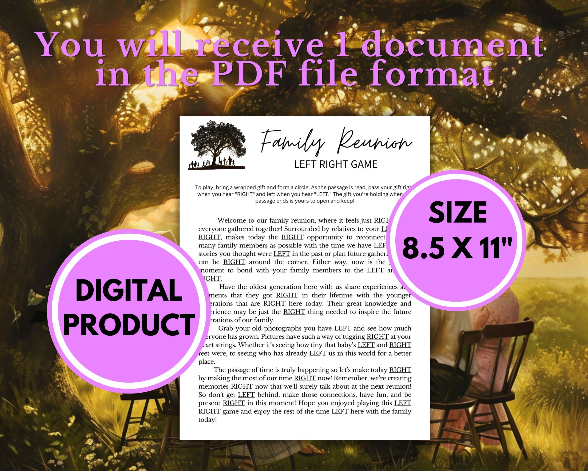 Family Reunion Left Right Game Printable Family Reunion Pass the Gift Poem Game - Etsy