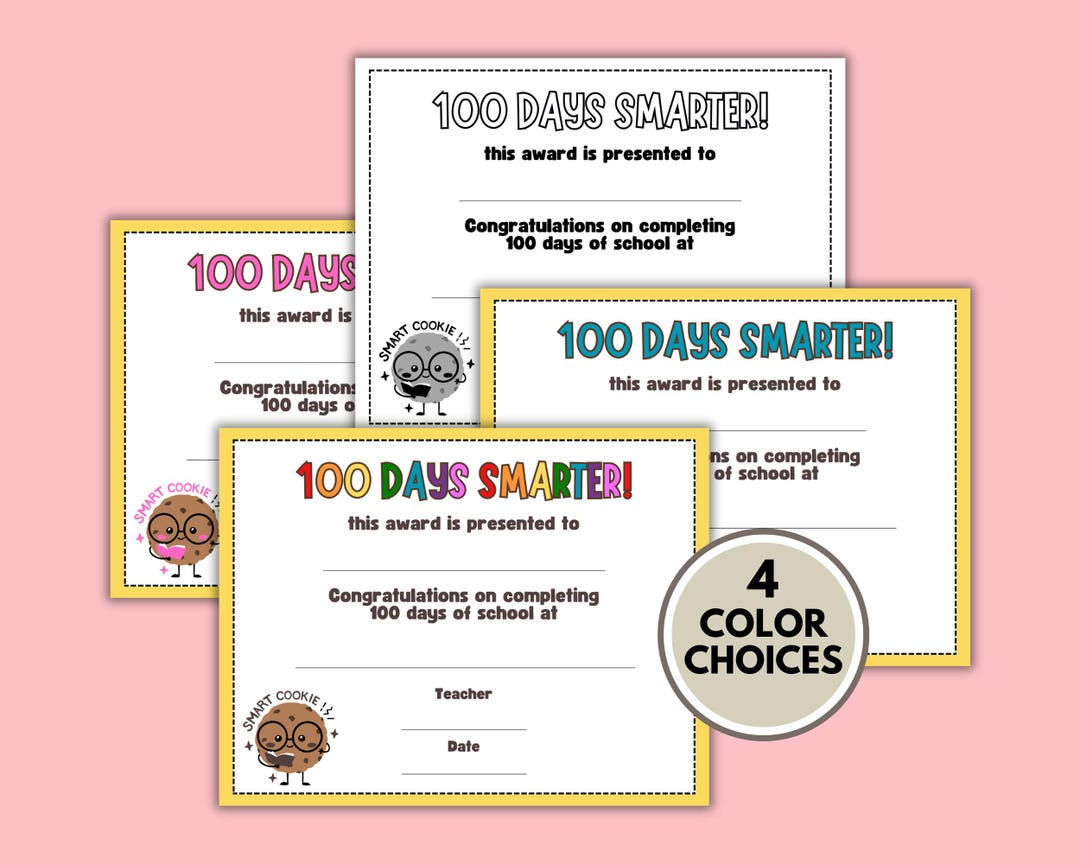 100th Day of School | 100 Days of School Certificate Template | in My ...