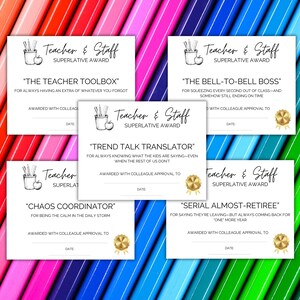 Funny Teacher Award, School Staff Awards, Teacher Superlatives ...