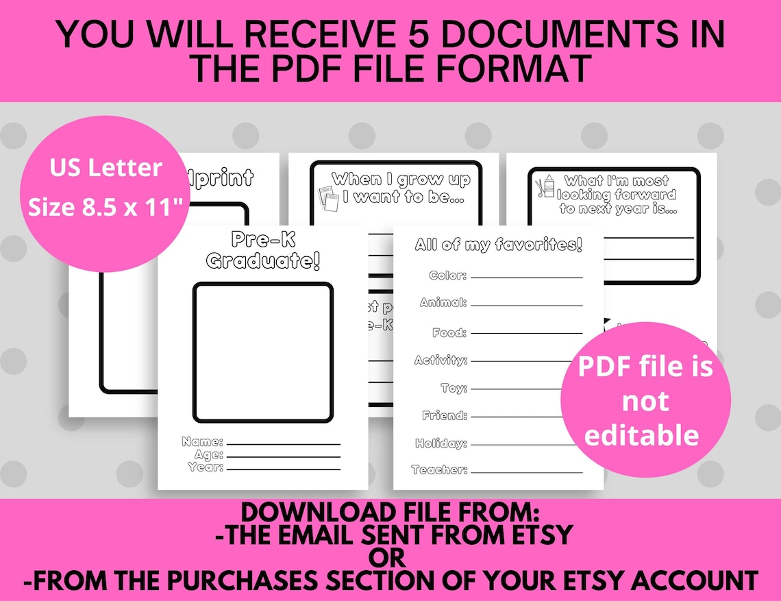 Pre-k Graduate Book Printable Printable Keepsake Pages - Etsy