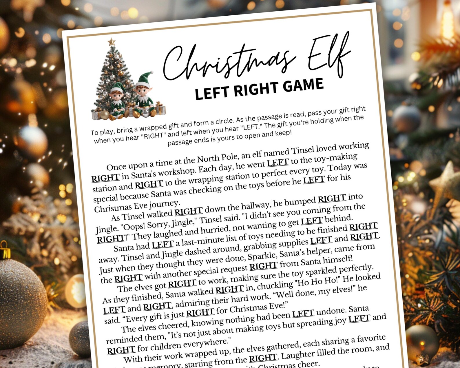 Left Right Christmas Elf Game | Christmas Left Right Story | Right Left ...